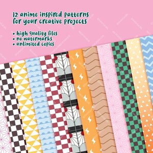 Anime Themed Digital Printable Scrapbook Paper Demon Anime Inspired ...