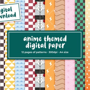 Anime Themed Digital Printable Scrapbook Paper Instant - Etsy