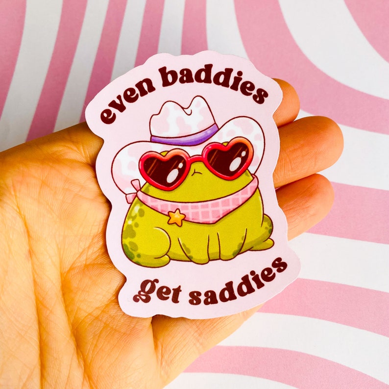 Even Baddies Get Saddies Sticker, Cowboy Froggy in Sunglasses Sticker ...