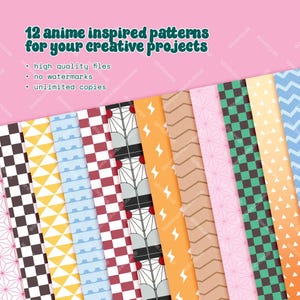 Anime Themed Digital Printable Scrapbook Paper - Demon Anime Inspired ...