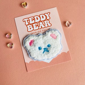 Kawaii Teddy Bear Patches - Fluffy Sherpa Embroidered Bears Heads Iron-on, Sew-on Appliques ...