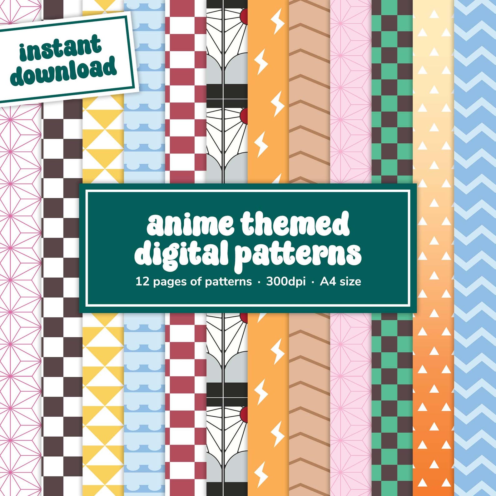 Anime Themed Digital Printable Scrapbook Paper - Demon Anime Inspired ...