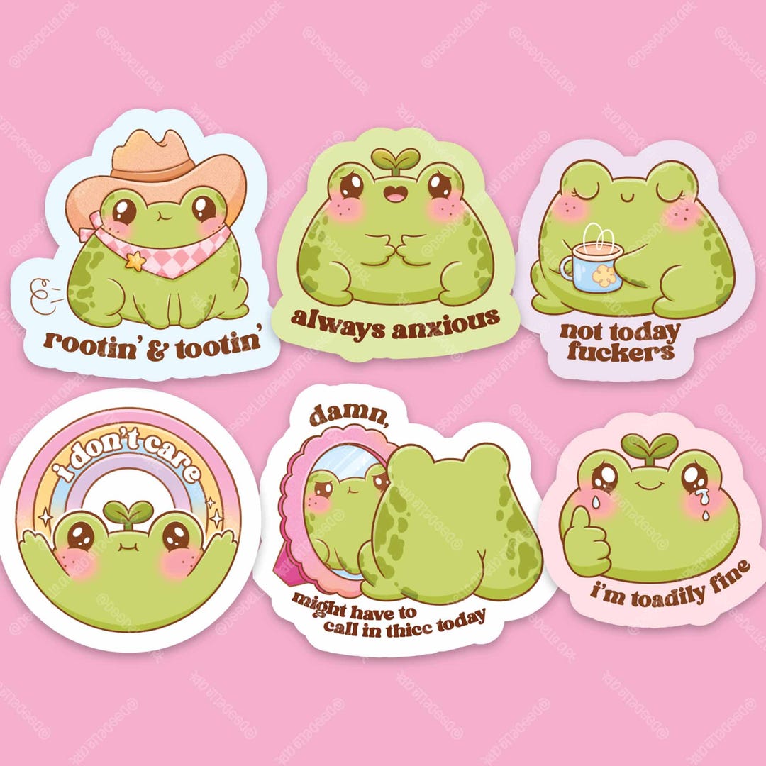 Sassy Frog Stickers, Rootin Tootin Cowboy, Always Anxious, Thicc Butt ...