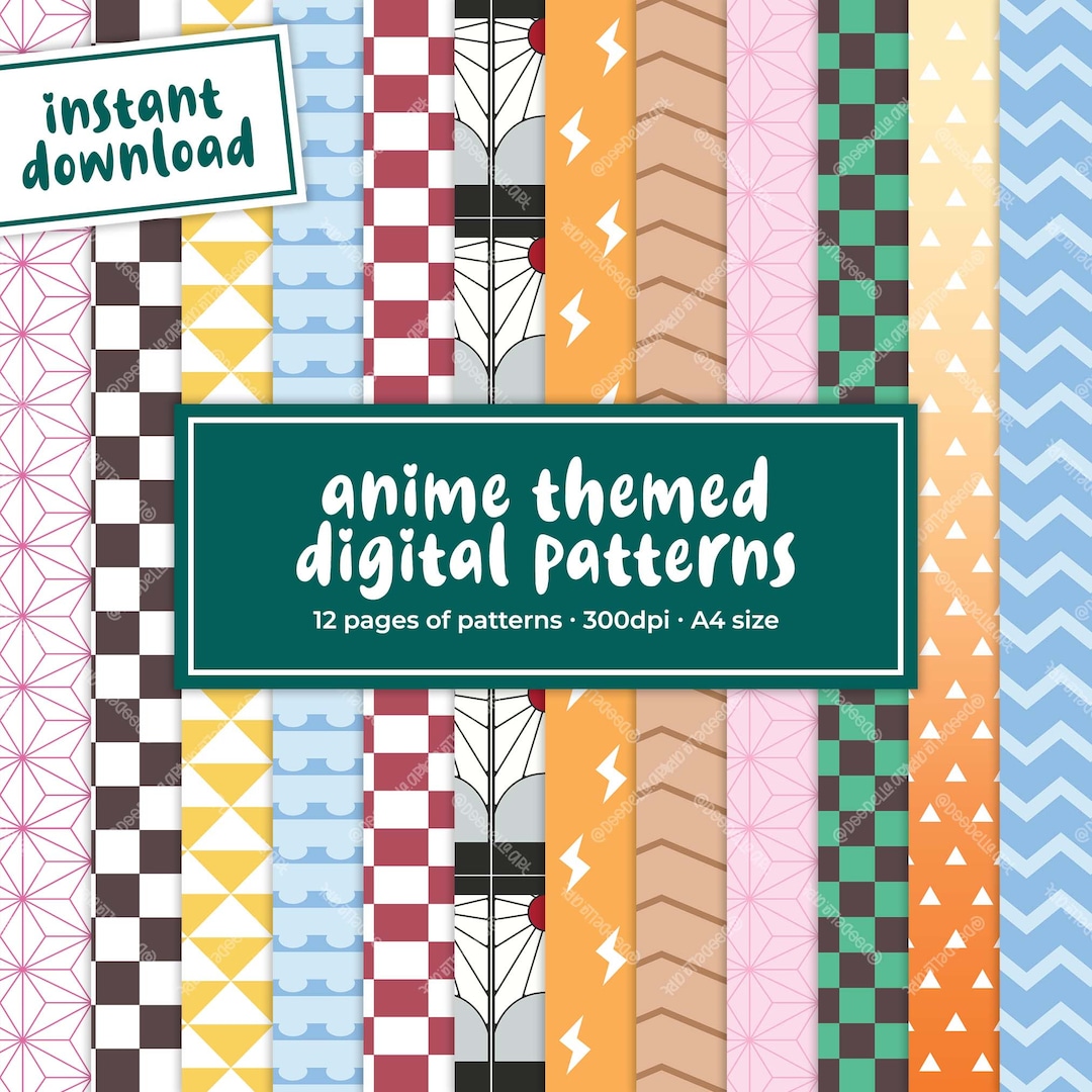 Anime Themed Digital Printable Scrapbook Paper Demon Anime Inspired ...