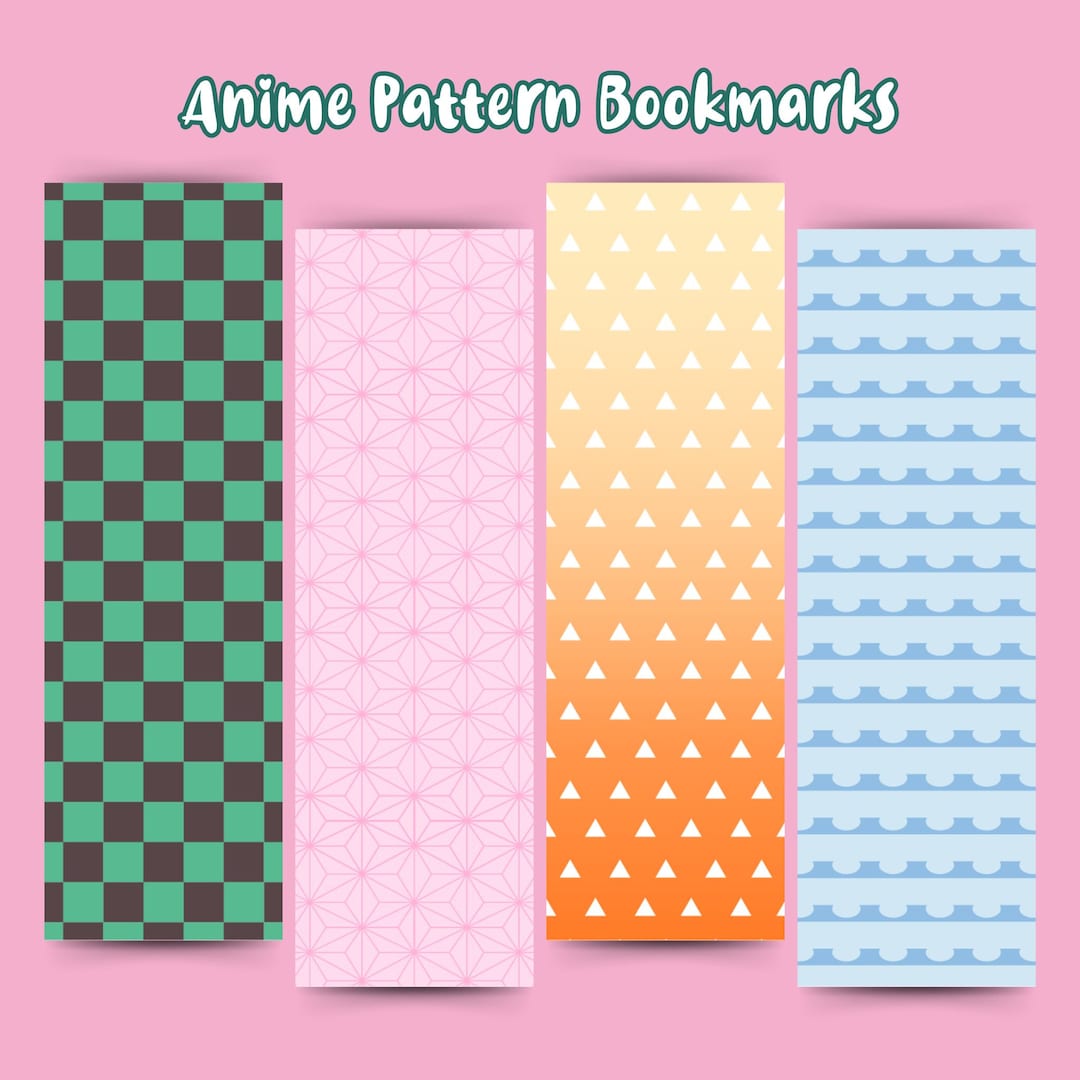 Anime Themed Pattern Bookmarks Manga Inspired Chibi Character Handmade ...