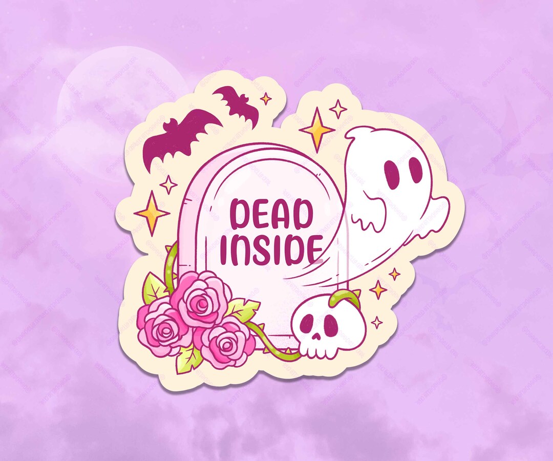 Dead Inside Cute Pastel Goth Aesthetic Halloween Pink Gravestone With ...