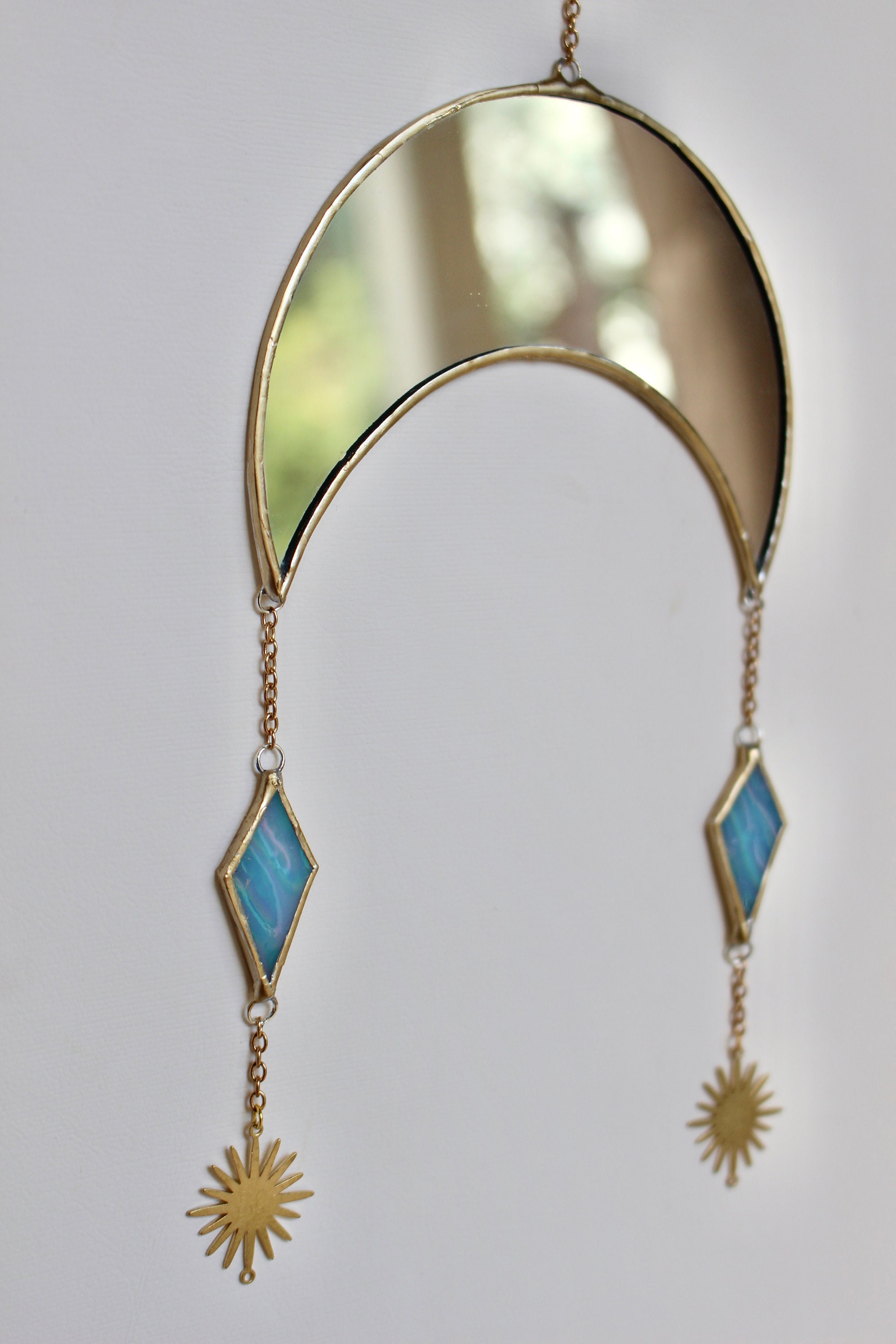 Crescent Moon Mirror Bohemian Wall Decor Hanging/ Birthday - Etsy UK