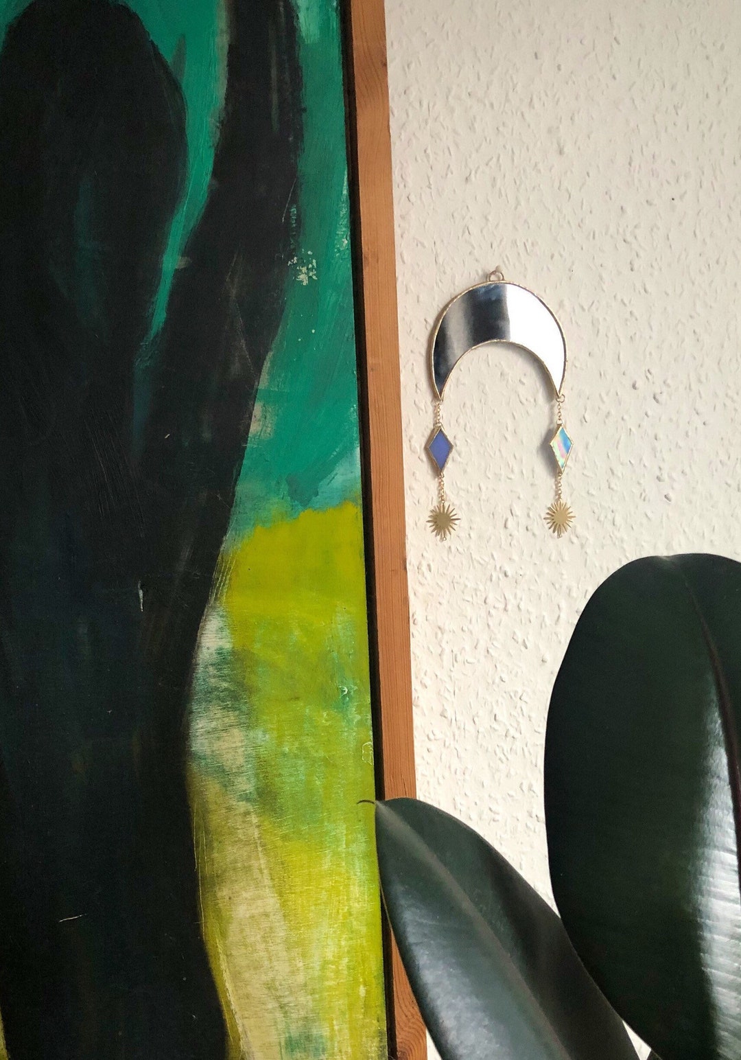 Crescent Moon Mirror Bohemian Wall Decor Hanging/ Birthday - Etsy UK