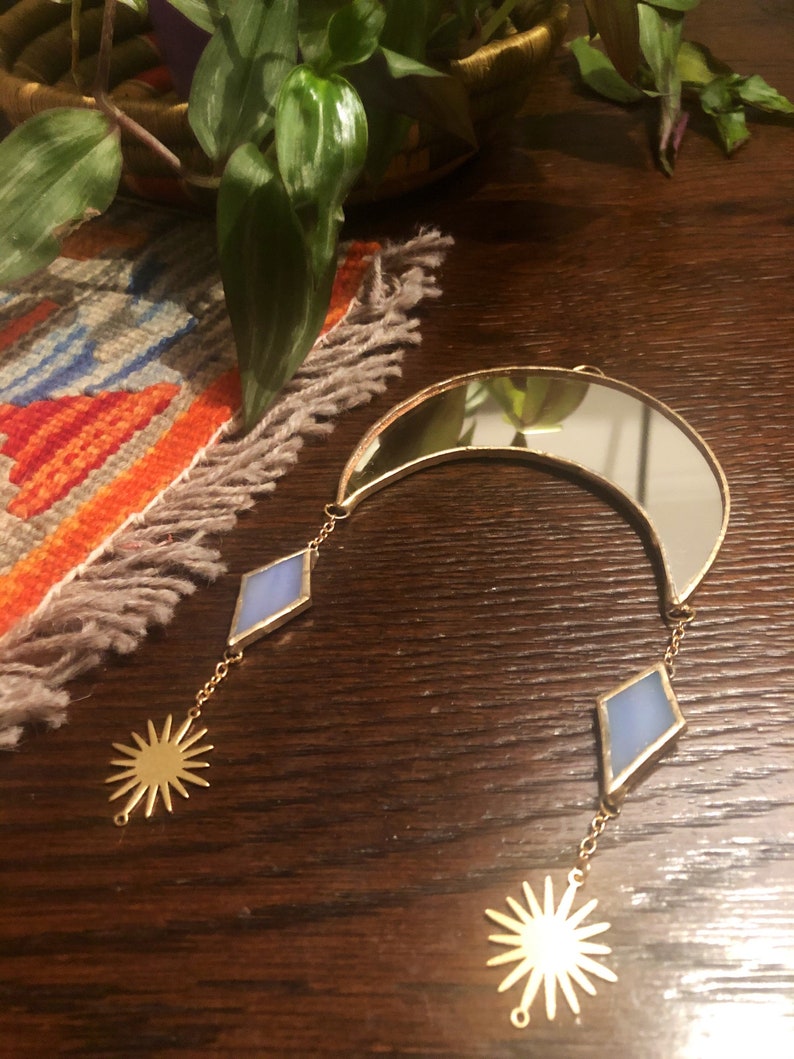 Crescent Moon Mirror Bohemian Wall Decor Hanging/ Birthday - Etsy UK