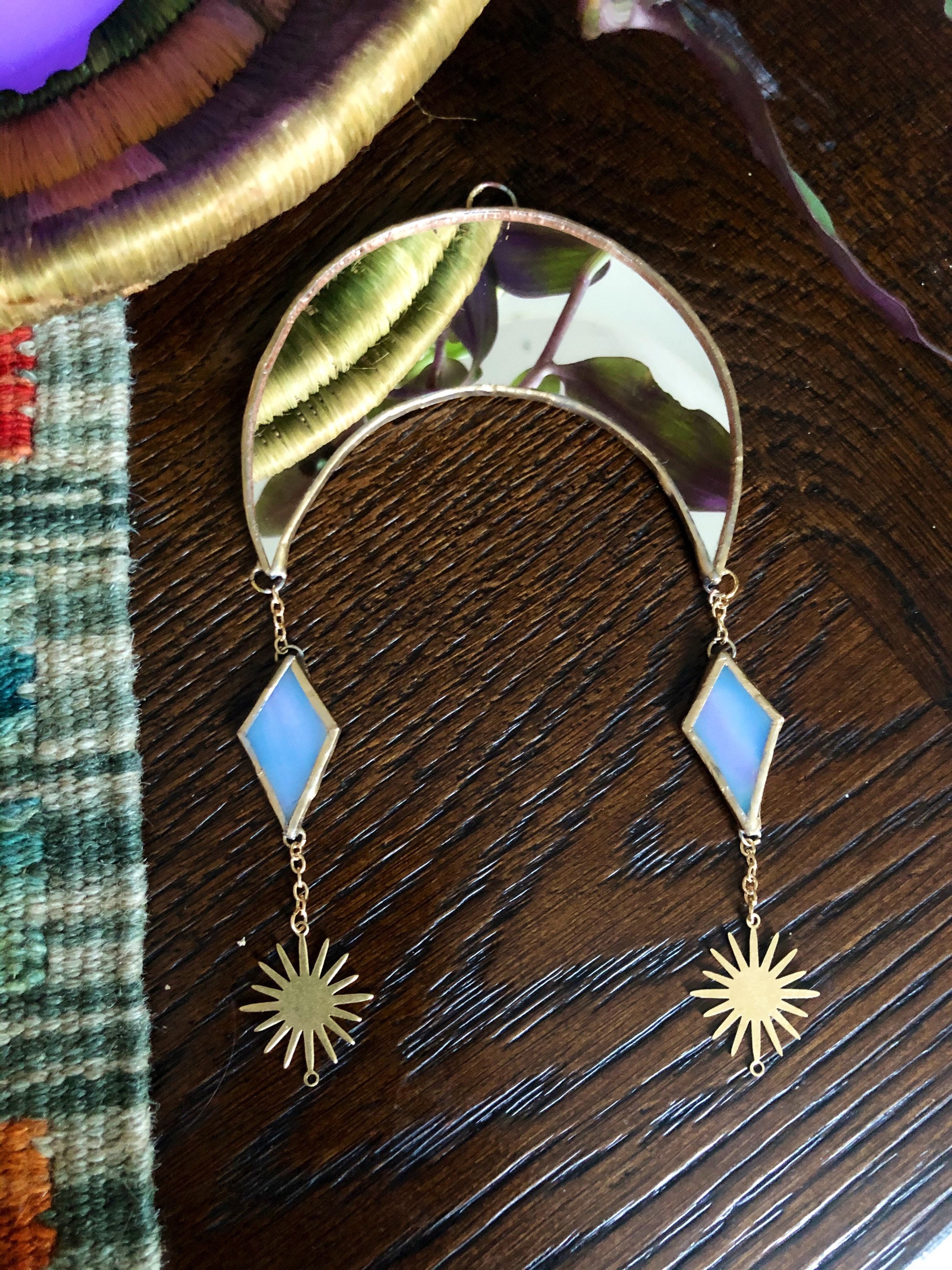 Crescent Moon Mirror Bohemian Wall Decor Hanging/ Birthday - Etsy UK