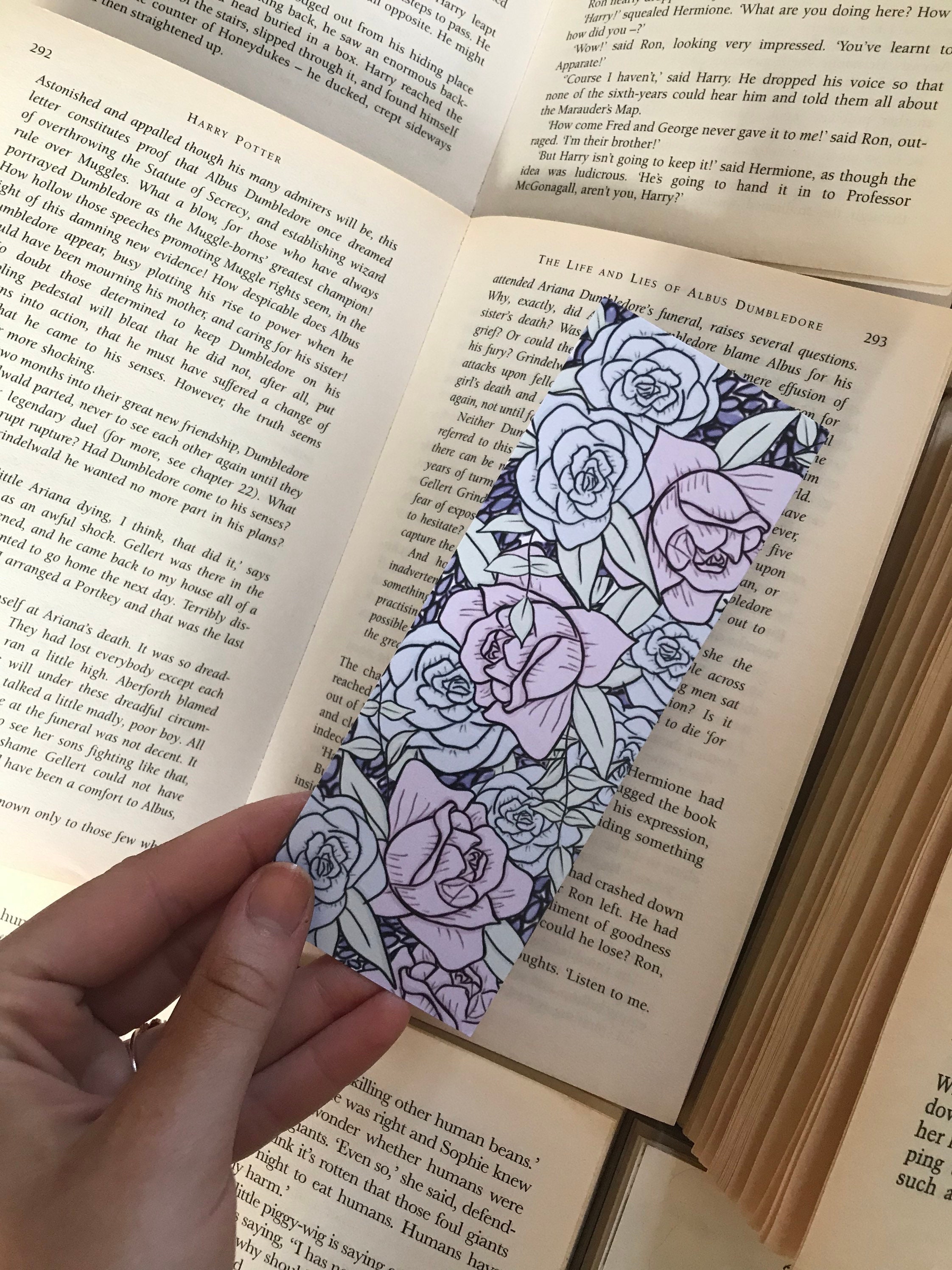SET OF 2 Floral Bookmarks Hand Drawn Flowers Cute Pink | Etsy