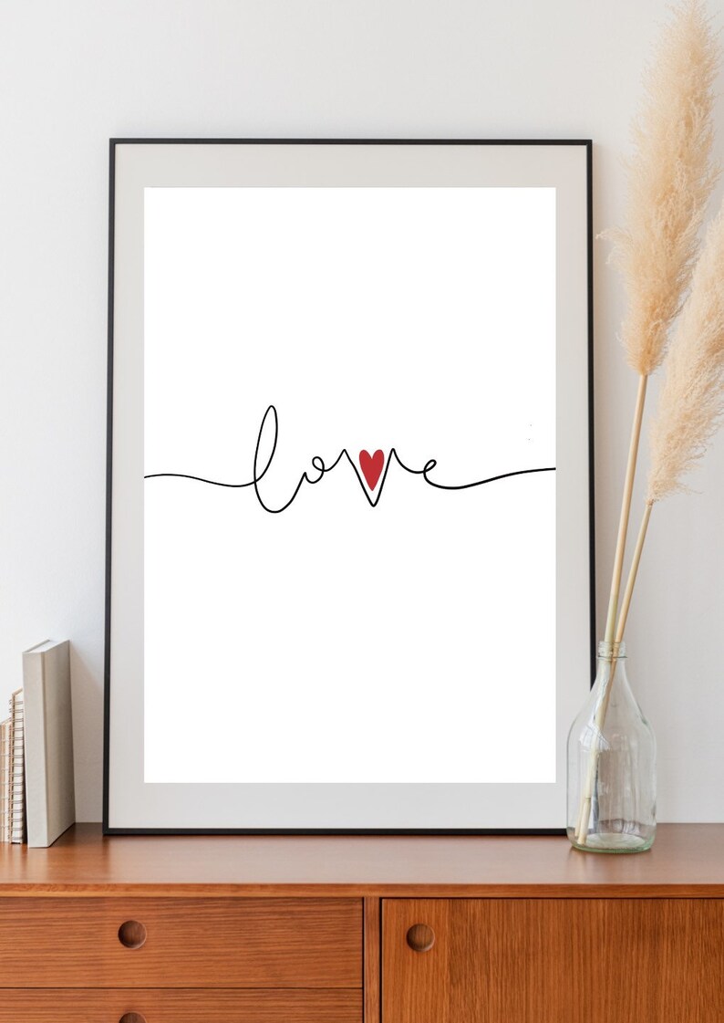 DIGITAL DOWNLOAD Love Quote Print With Red Heart, Calligraphy ...