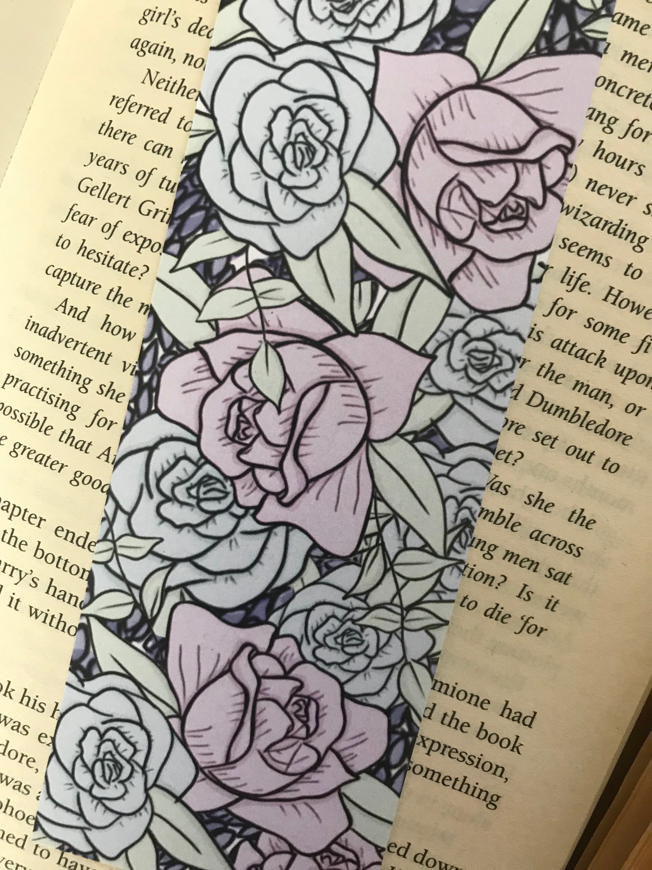 SET OF 2 Floral Bookmarks Hand Drawn Flowers Cute Pink | Etsy