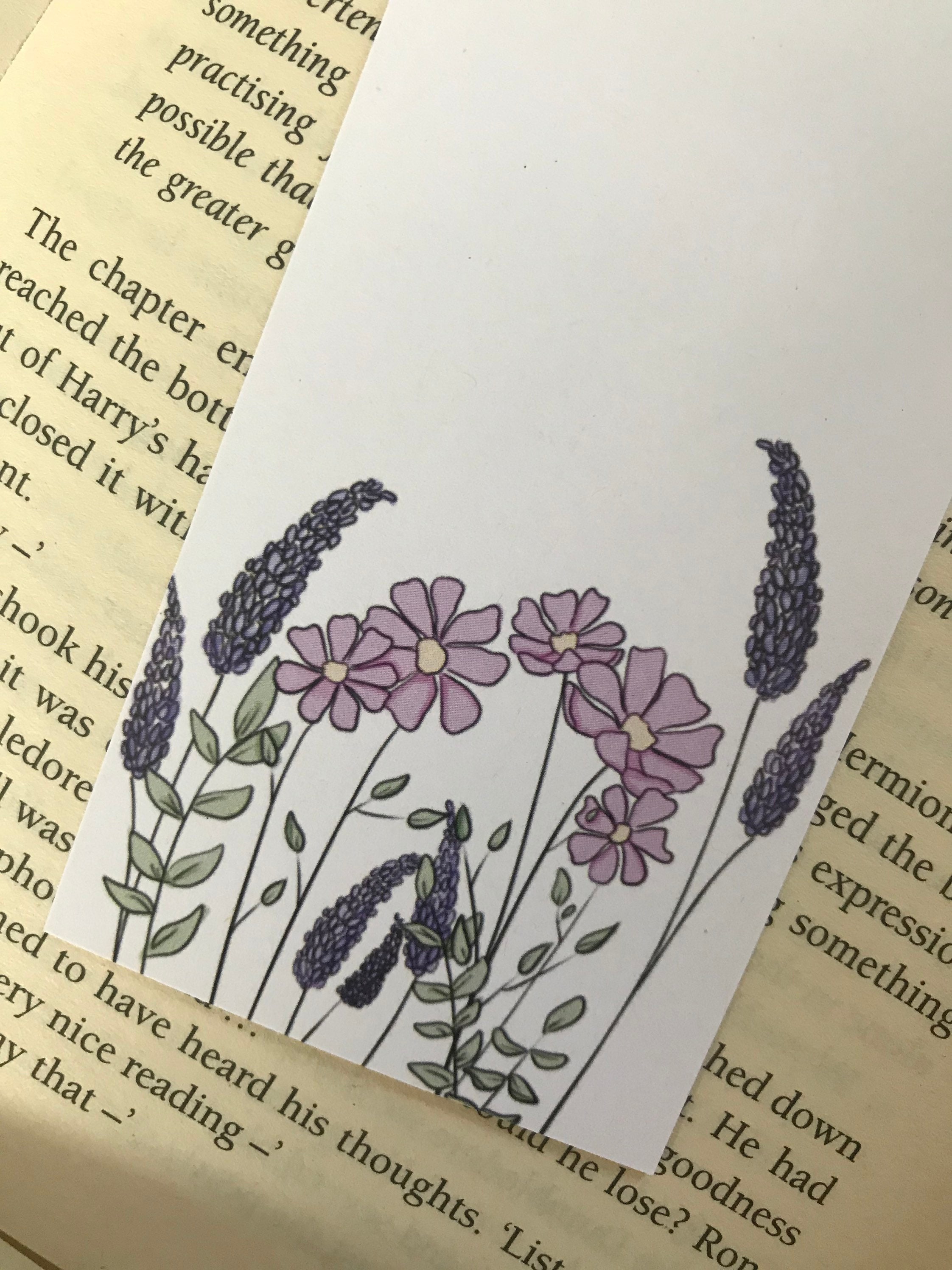 SET OF 2 Floral Bookmarks Hand Drawn Flowers Cute Pink | Etsy