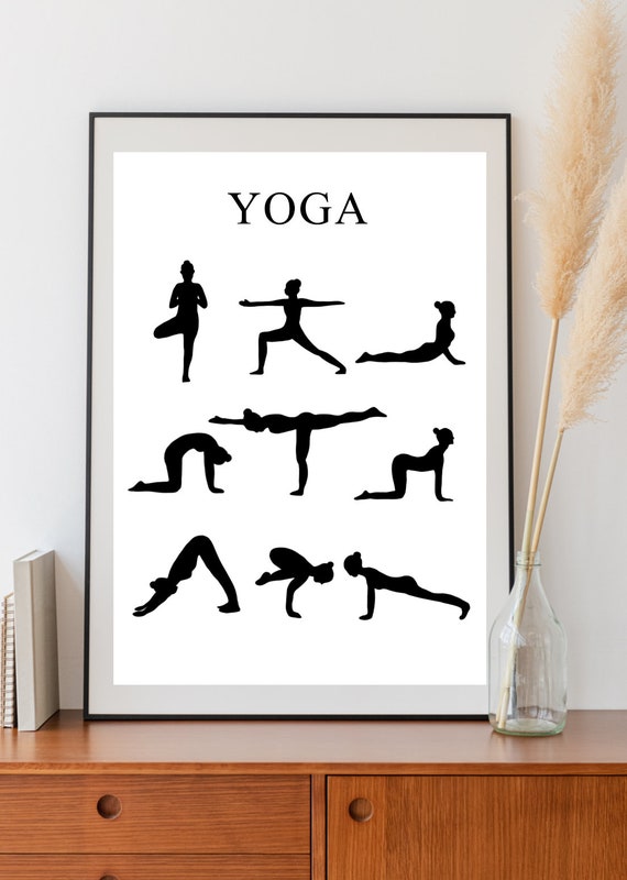 DIGITAL DOWNLOAD Yoga Poses Art Print Black and White - Etsy