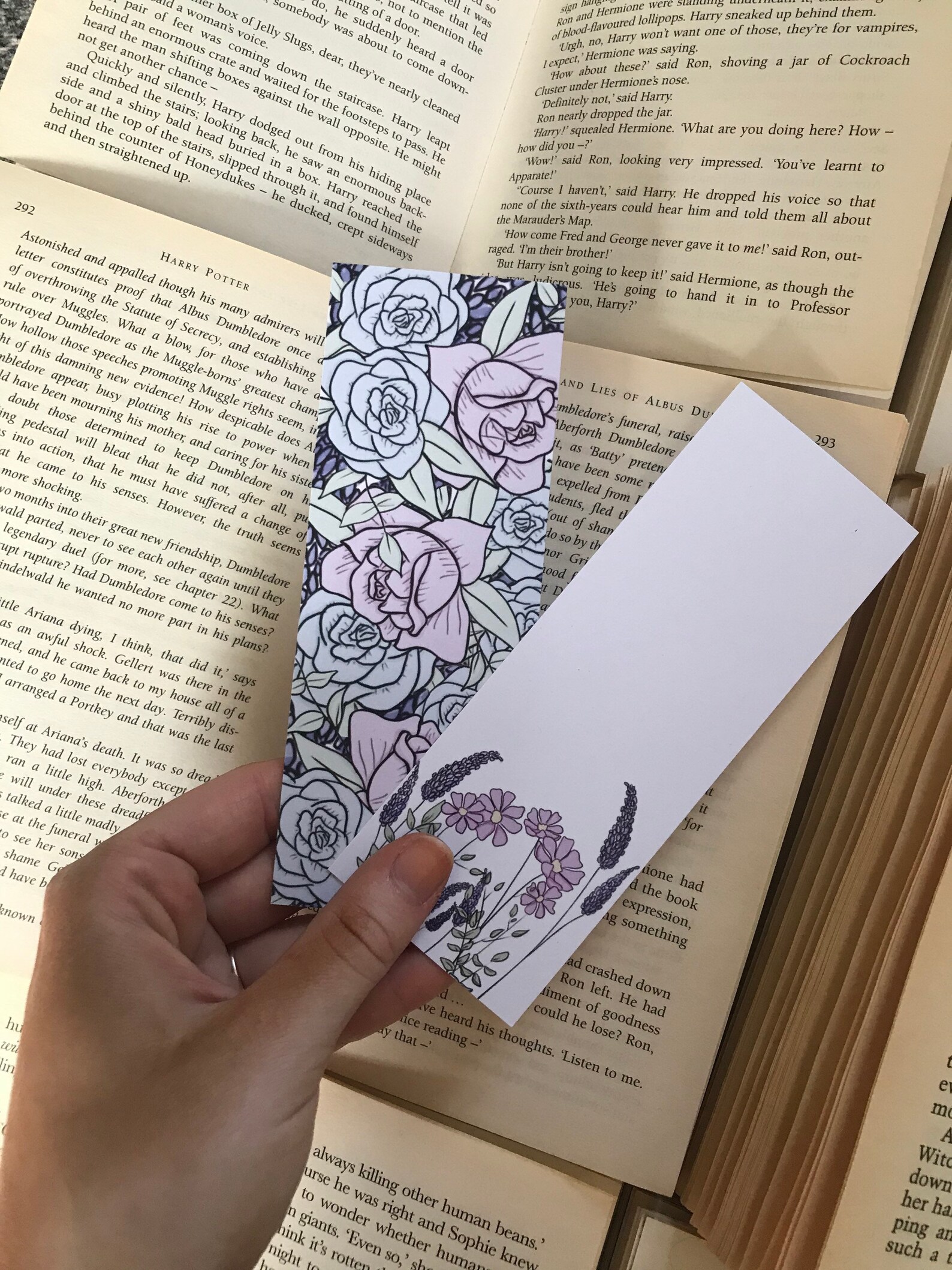 SET OF 2 Floral Bookmarks Hand Drawn Flowers Cute Pink | Etsy