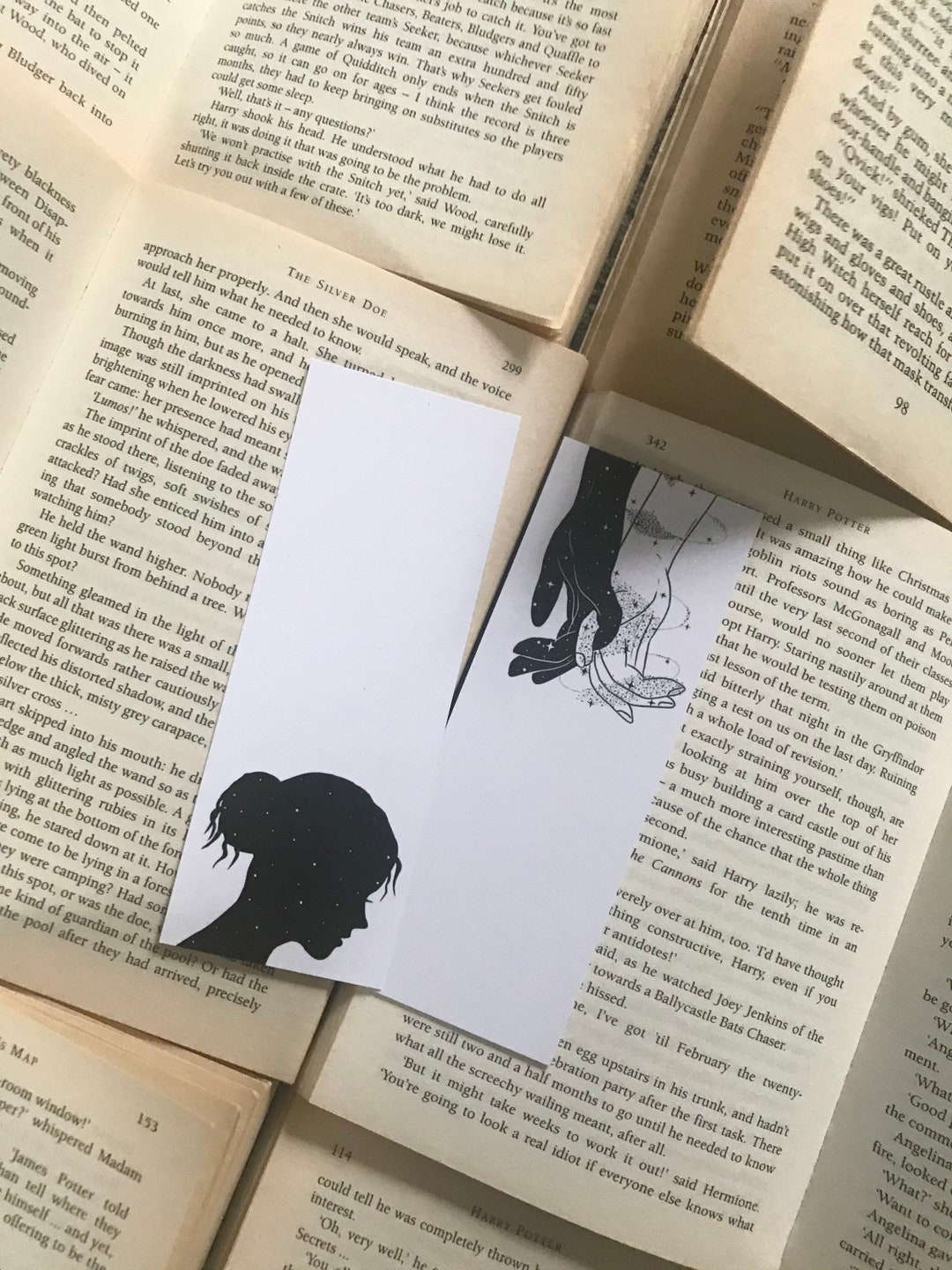 SET OF 2 Monochrome Bookmarks, Black and White, Stars, Lovers, Gift ...