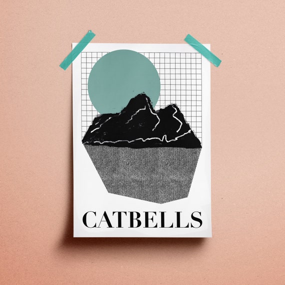 Catbells Art Print Walking Poster Cumbria Art Mountain - Etsy