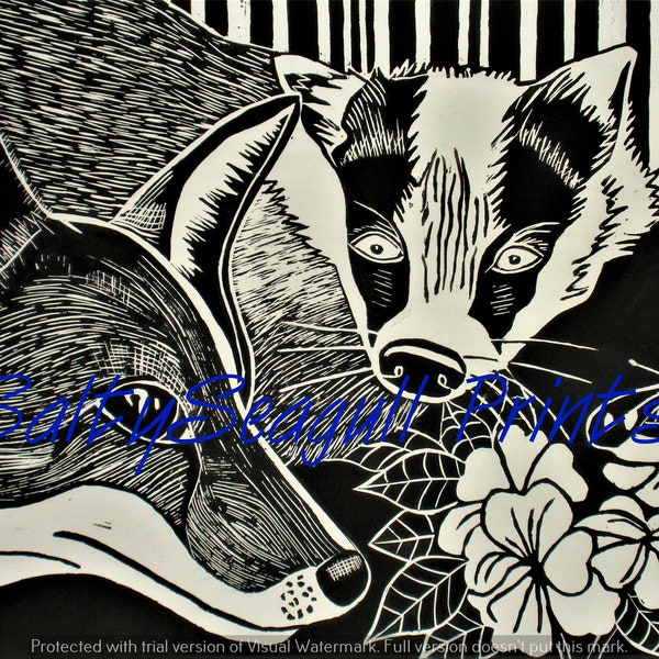 Linocut Landscape - Etsy