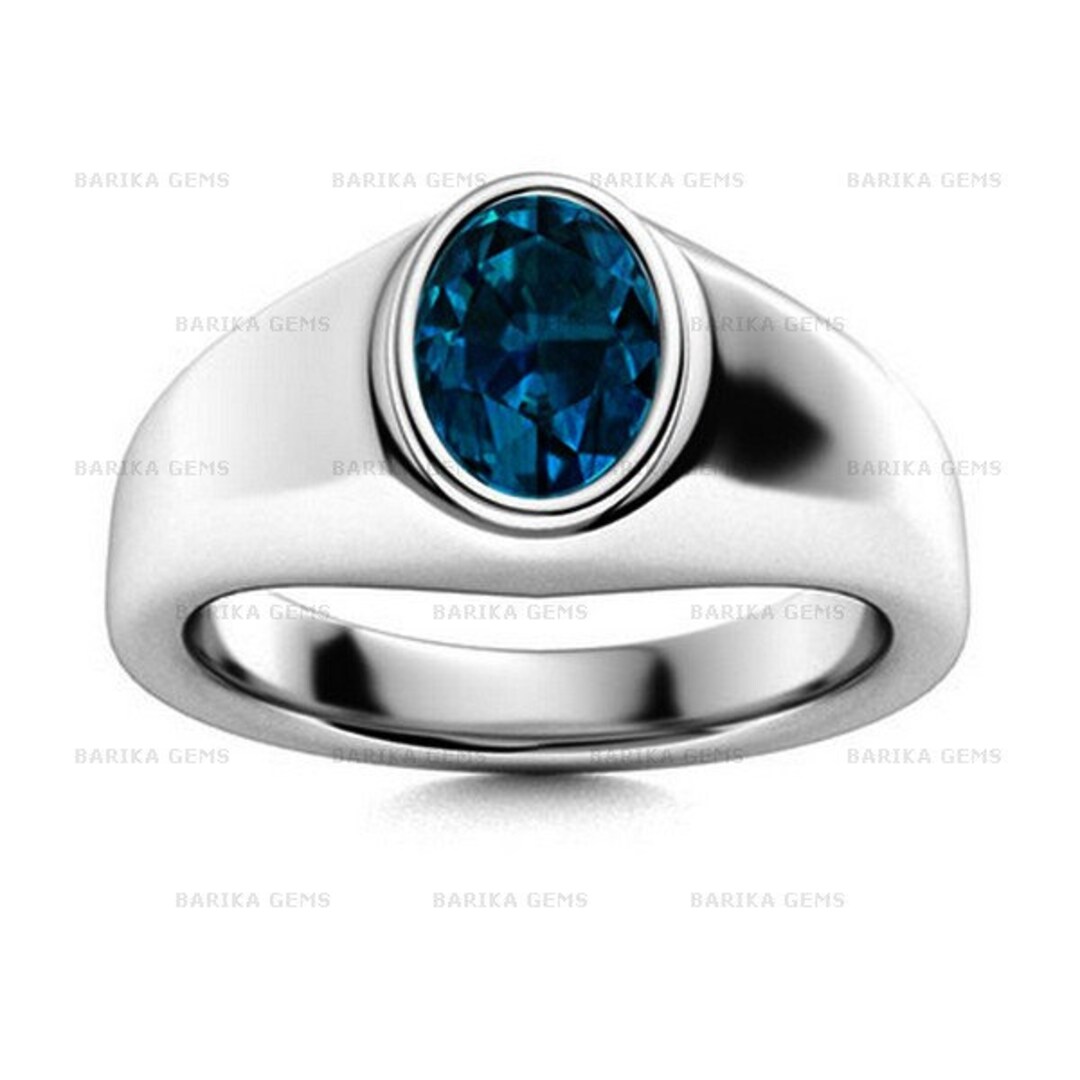London Blue Topaz Ring, December Birthstone Ring, AAA Quality Men's ...