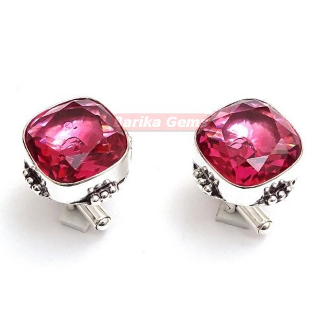 Natural Ruby Cufflink for Men's Solid 925 Sterling Silver Cufflinks ...