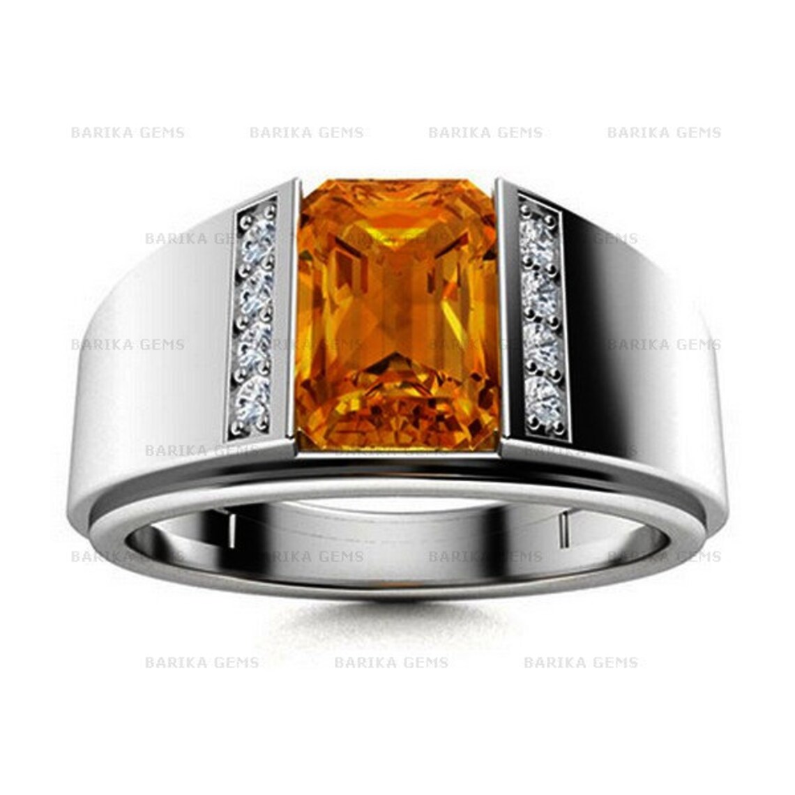 Natural Citrine Men's Ring, 925 Sterling Silver Ring, Wedding ...