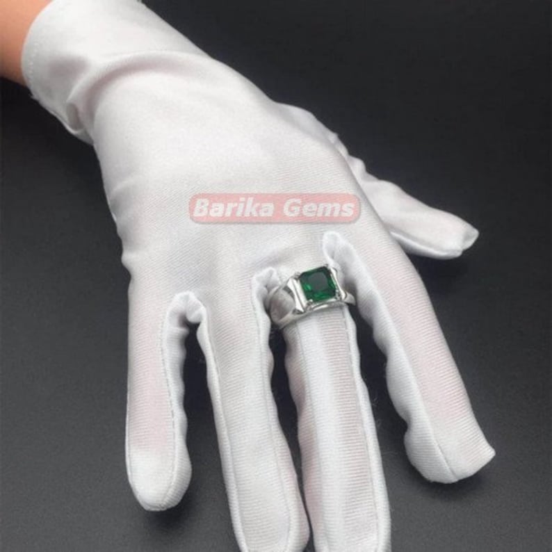 Lab Emerald Silver Ring in 925 Sterling Silver Ring for - Etsy