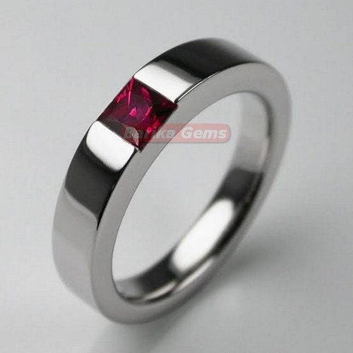 Natural Ruby Ring for Men's Ring Square Princess Cut - Etsy