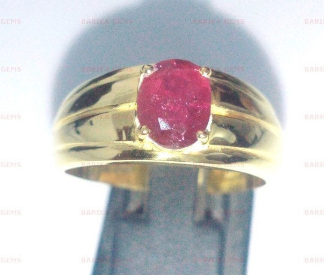 Ruby Man's Wedding Ring, Solid 925 Sterling Silver Ring, Statement ...