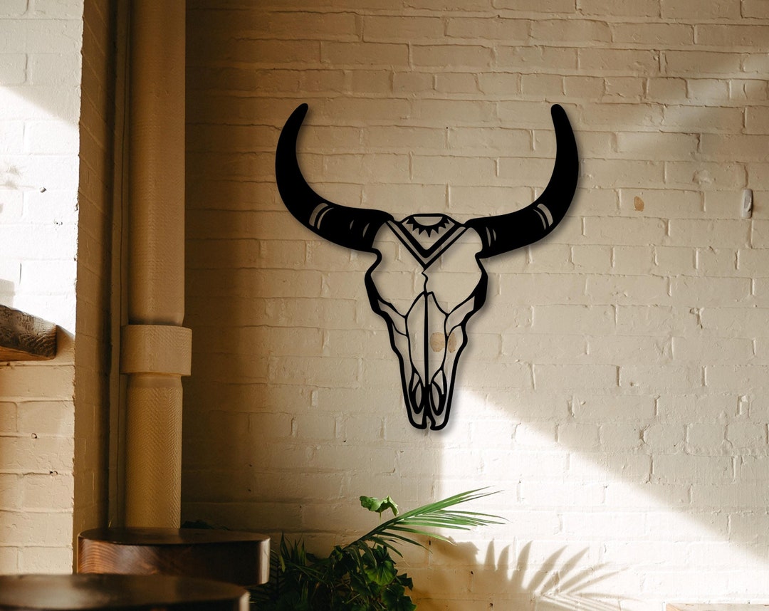 Bull Skull Metal Wall Arti, Bull Head Metal Decor, Spirituel Wall Art ...