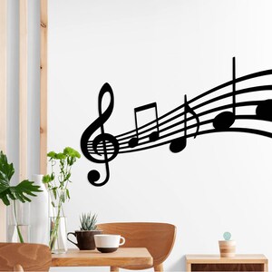 MUSIC NOTES METAL Wall Art, Treble Clef Wall Decor, Music Studio ...