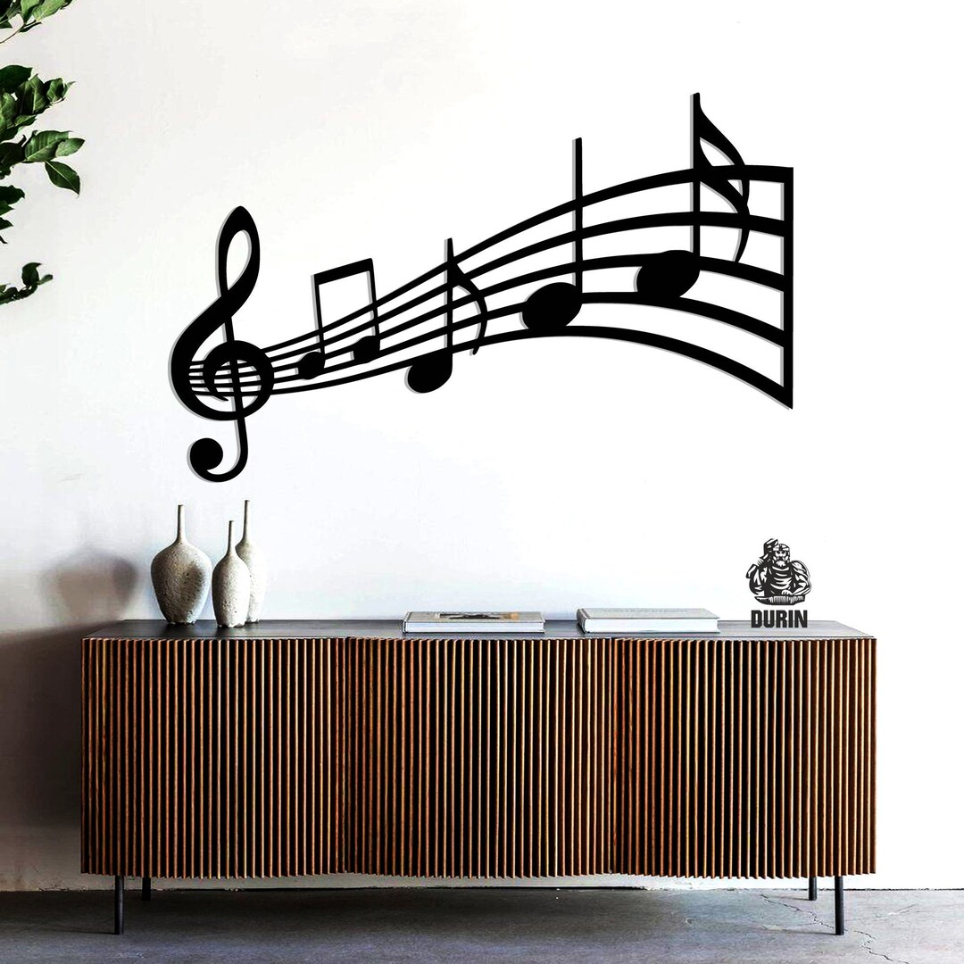 MUSIC NOTES METAL Wall Art, Treble Clef Wall Decor, Music Studio ...