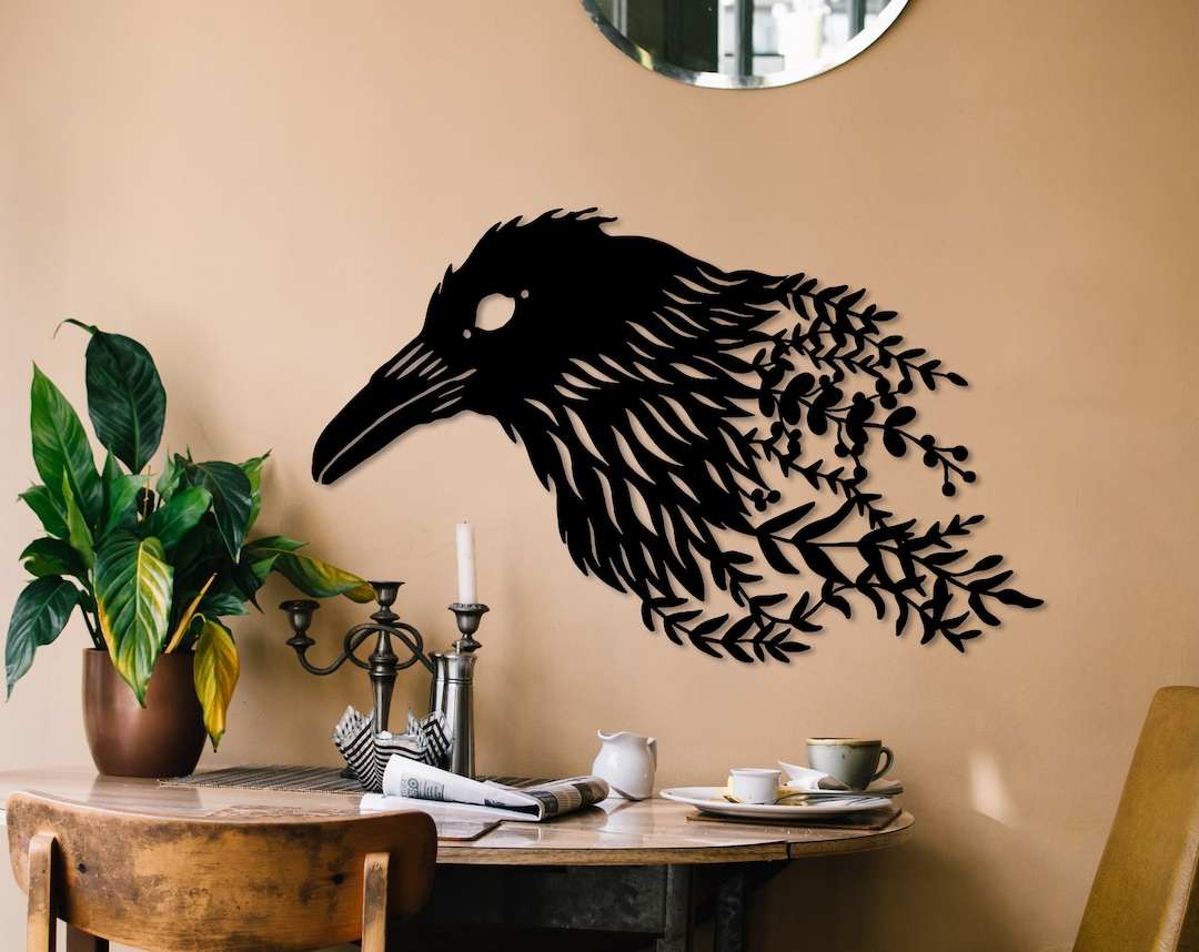 Crow Metal Wall Decor, Gothic Crow Wall Art, Gothic Metal Wall Hanging ...