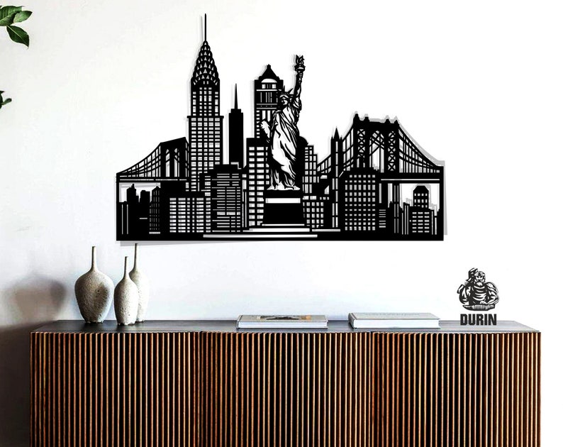 NEW YORK Metal Wall Art New York City Silhouette Metal Wall | Etsy