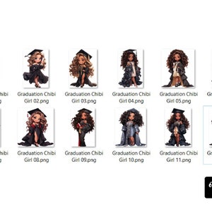 Graduation Girl Clipart Bundle, Fashion Girl Clipart, Chibi Girls PNG ...
