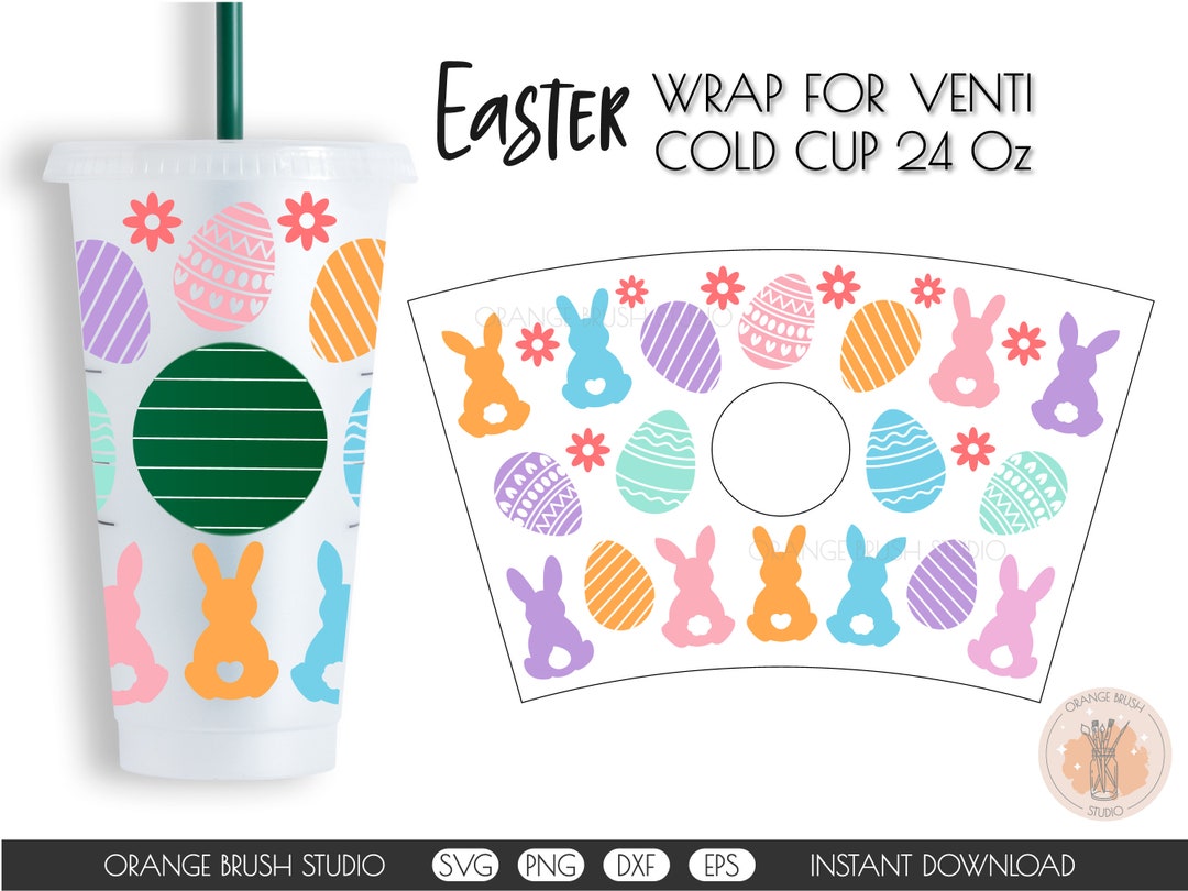 Easter Bunny Full Wrap for Sbux Venti Cold Cup 24oz, Svg Png Dxf ...