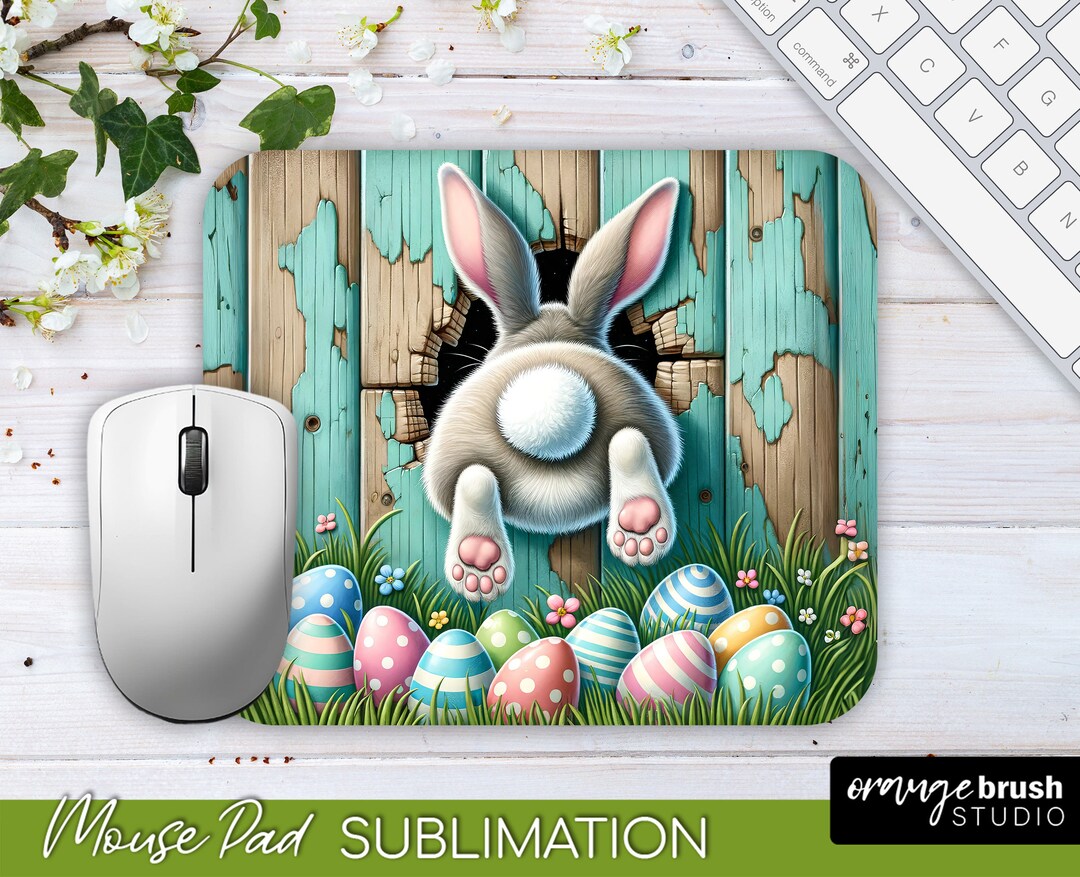 Easter Bunny Mouse Pad Sublimation Design. 3d Hole in Wall Mousepad ...