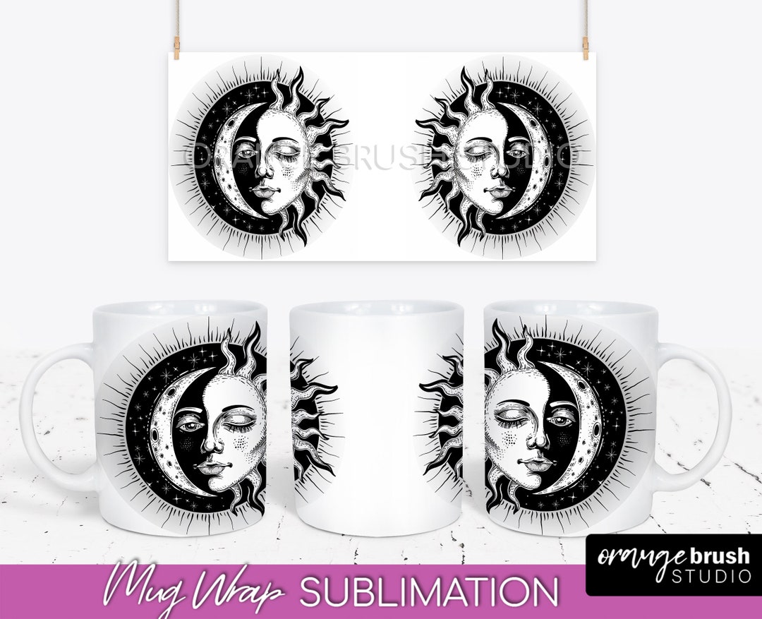 Celestial Mug Wrap Coffee Mug PNG Design. Boho Mystical Mug Sublimation ...
