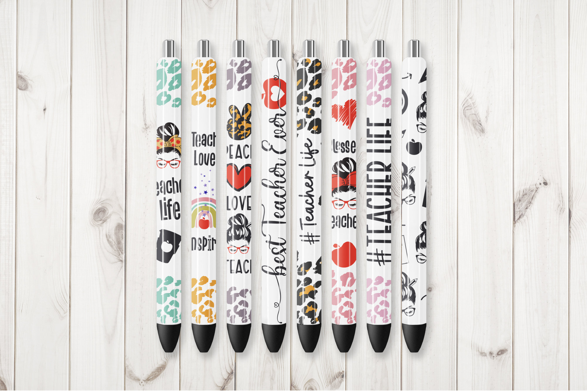 Pen Wrap Teacher SVG Bundle. 8 SVG Waterslides Designs for Ink - Etsy