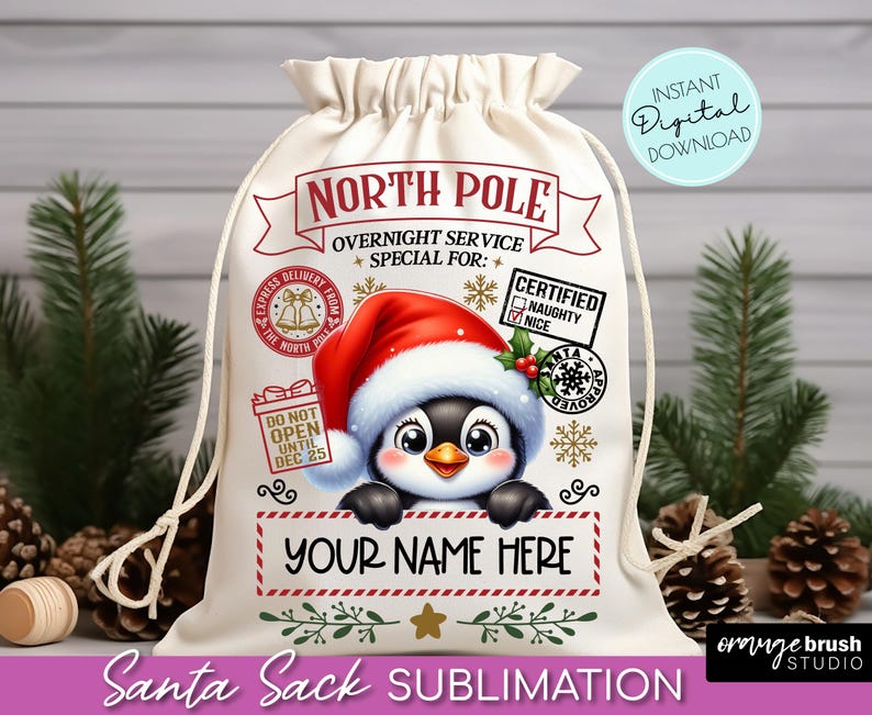 Santa Sack PNG Bundle, North Pole Delivery, Black Santa Gift Bag ...