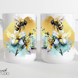 Bee Mug Wrap Sublimation Design, Coffee Mug Sublimation Wrap 11 Oz 15 ...