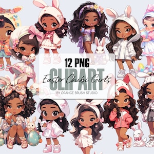 Easter Chibi Clipart Bundle - Easter Bunny Girl Clipart, Chibi Doll ...