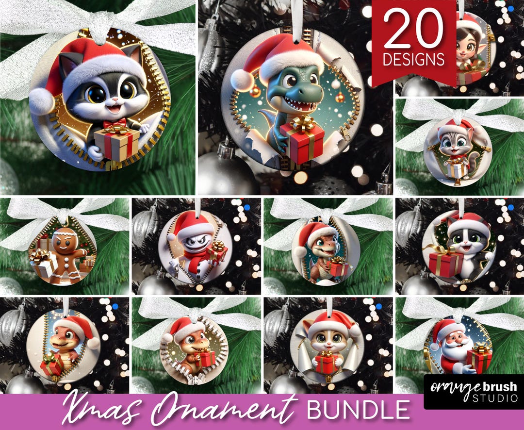 3d Christmas Ornament Sublimation Bundle, Break Through Xmas Ornament ...