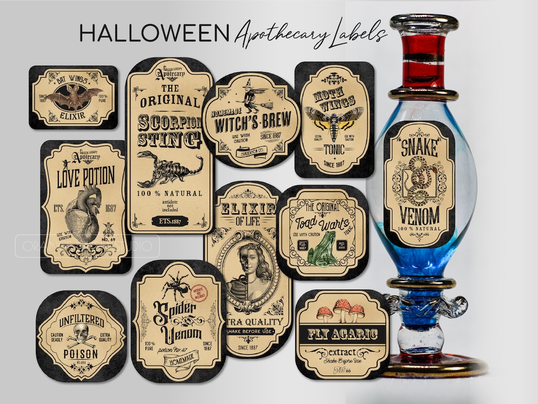 Witch Apothecary Labels, Halloween Potion Bottle Labels, Halloween ...