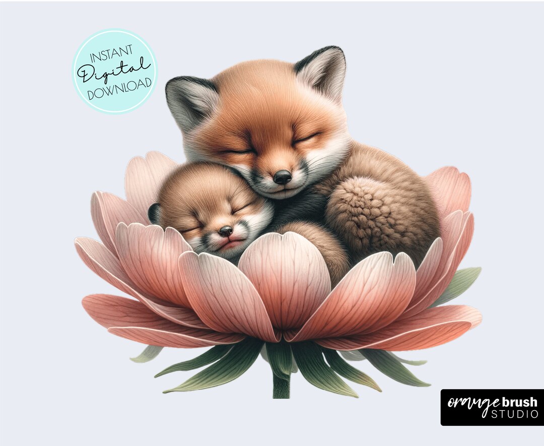 Baby Animals PNG, Mother's Day Clipart, Cute Fox Sublimation, Mom and ...