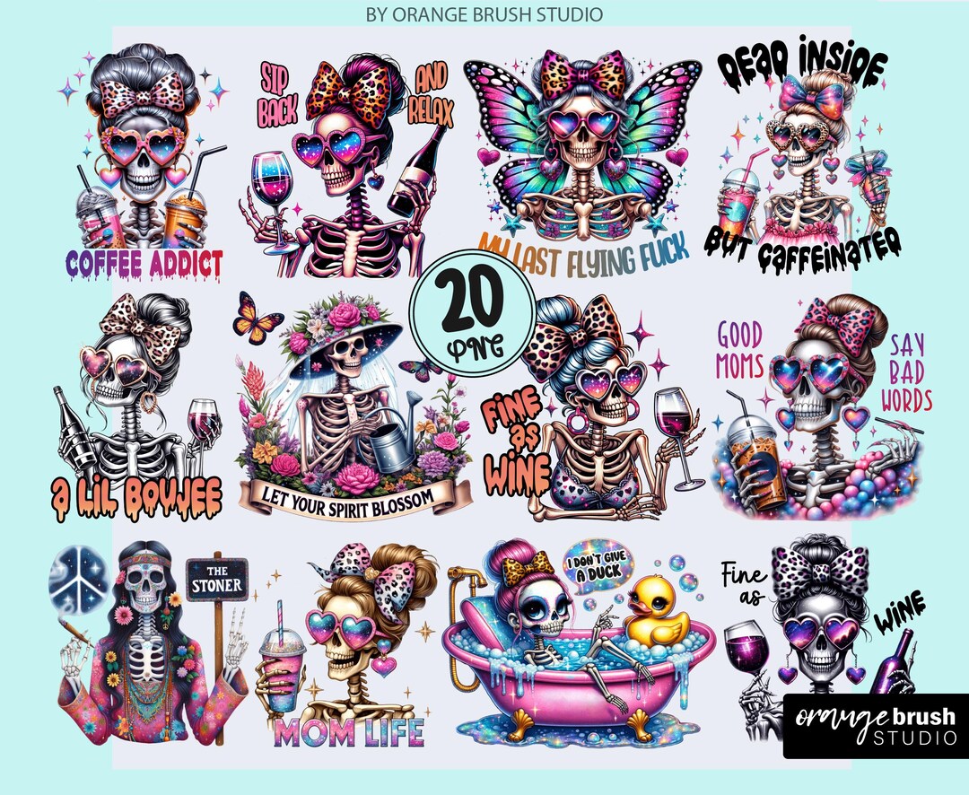 Snarky Skeleton PNG Bundle, Sarcastic Skeleton Sublimation, Funny Adult ...