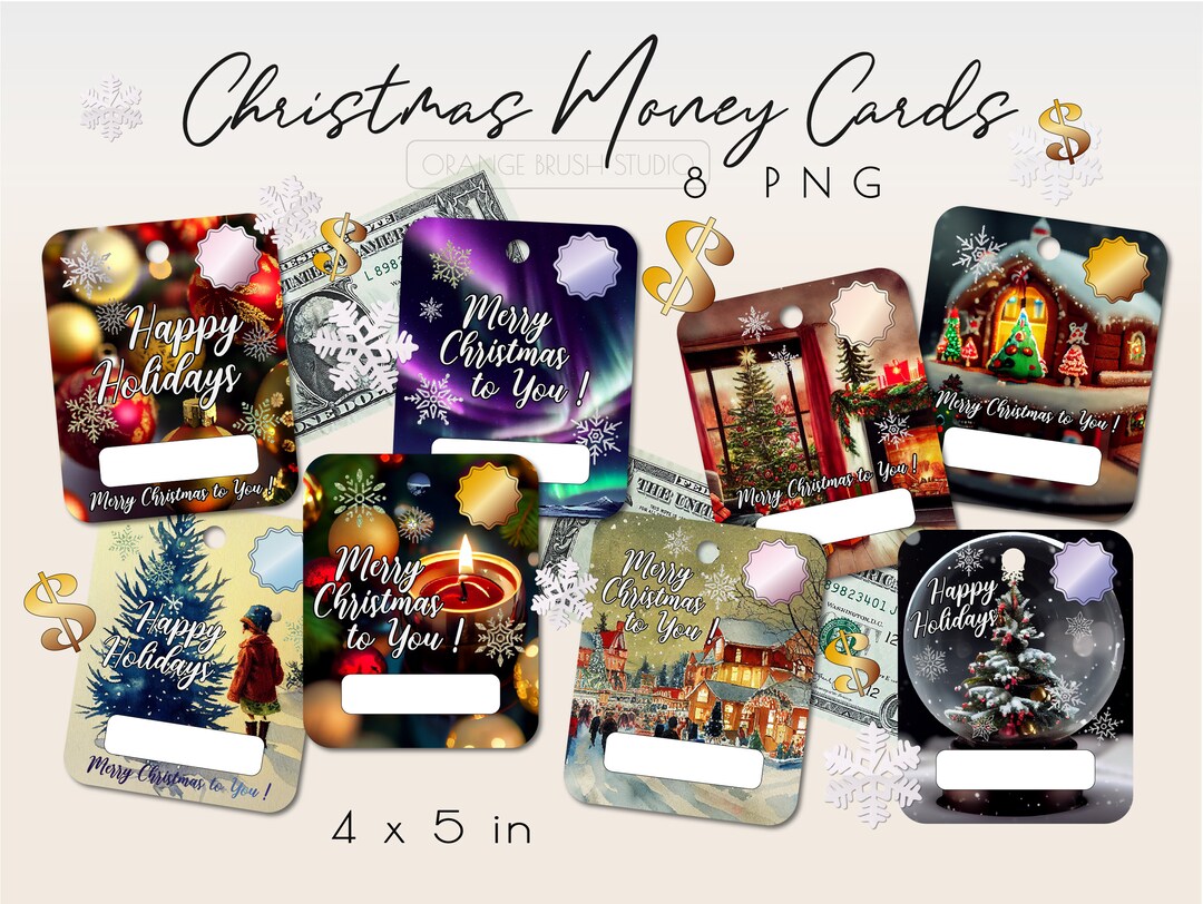 Christmas Money Card Bundle, Printable Gift Card Holder, Merry ...