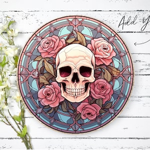 Stained Glass Halloween Skull Round PNG Backgrounds. Skeleton PNG ...