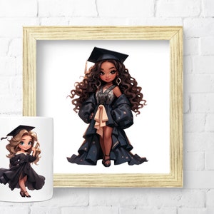 Graduation Girl Clipart Bundle, Fashion Girl Clipart, Chibi Girls PNG ...