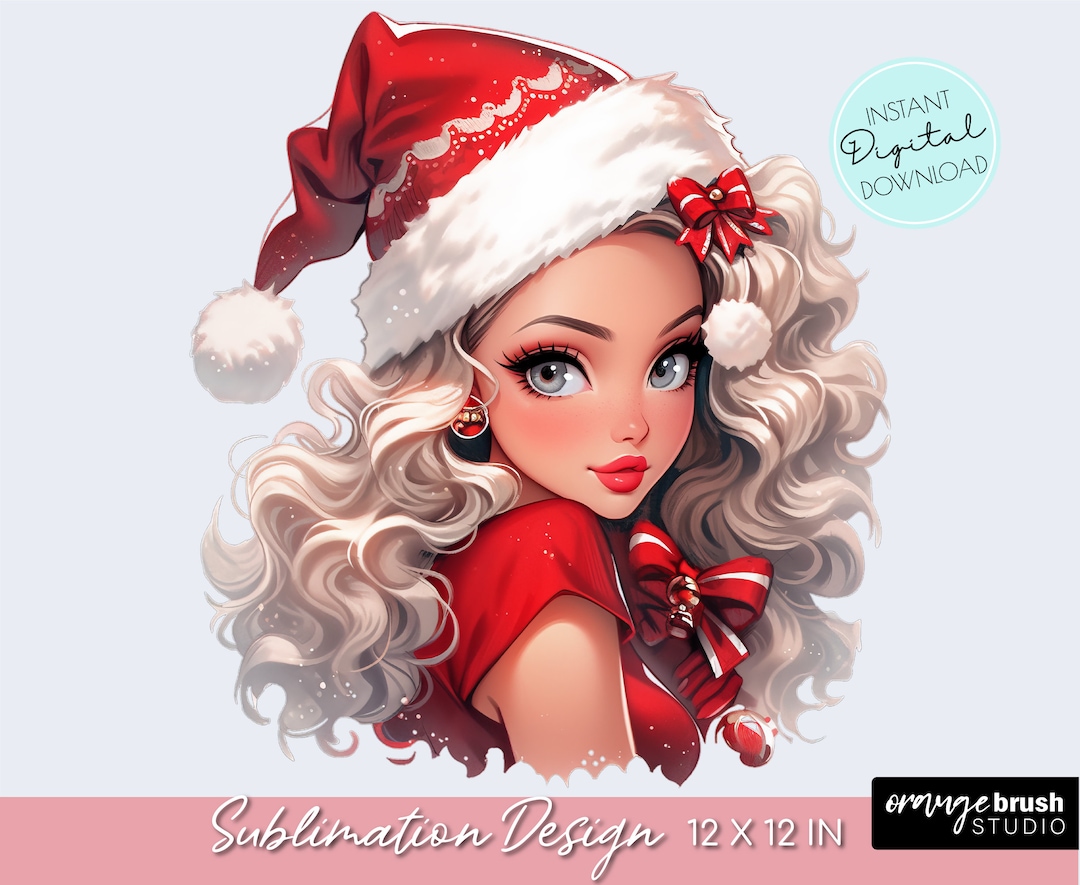 Christmas Girl in Santa Hat PNG File, Fashion Girl, Glam Clipart ...